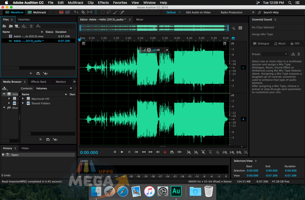 تحميل برنامج تحسين الصوت Adobe Audition للماك - ميجا أب